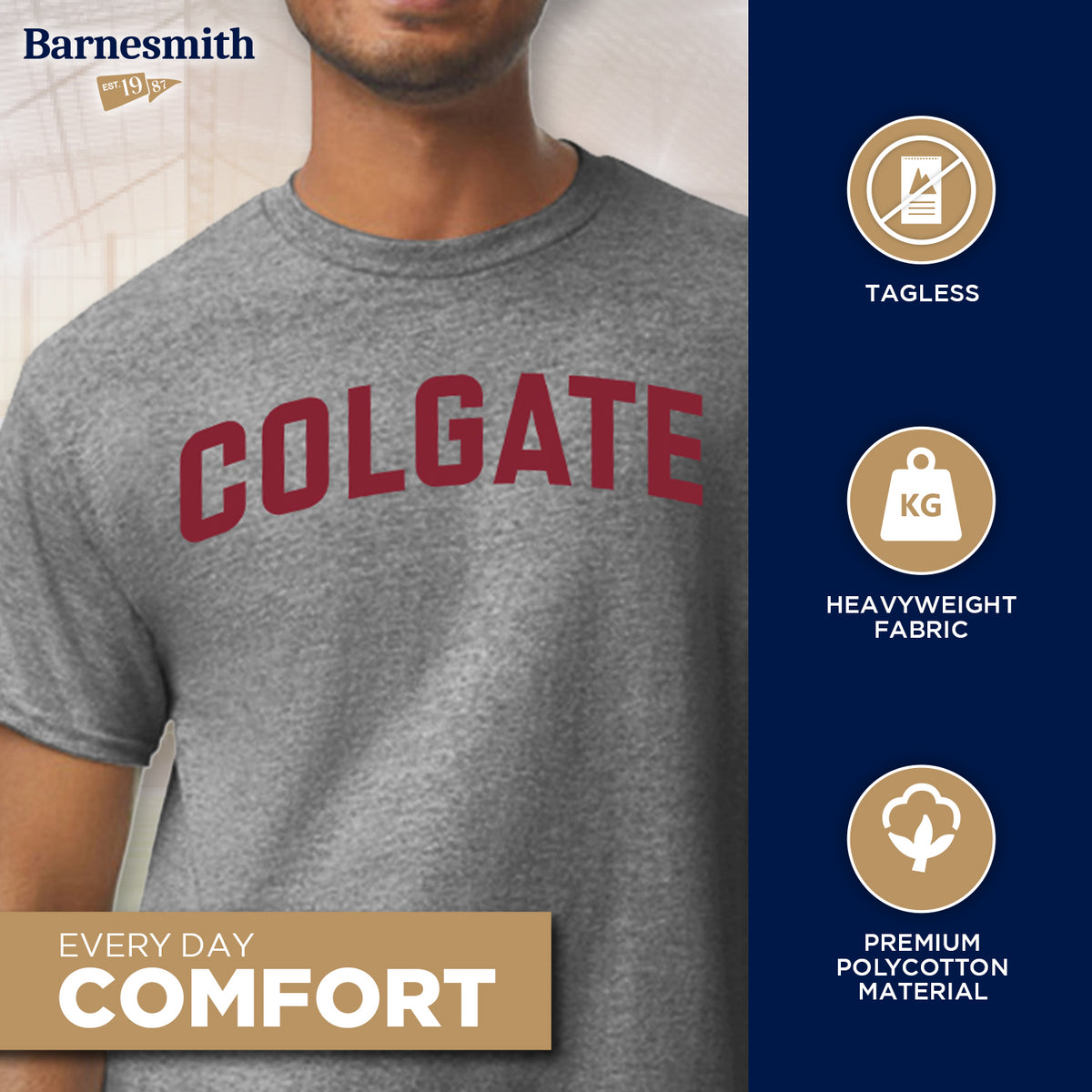 Colgate University Classic T-Shirt (Charcoal Grey) – Barnesmith