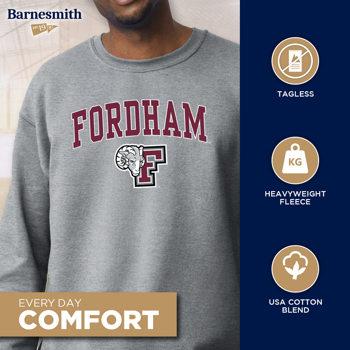Fordham University Spirit Sweatshirt (Charcoal Grey) – Barnesmith