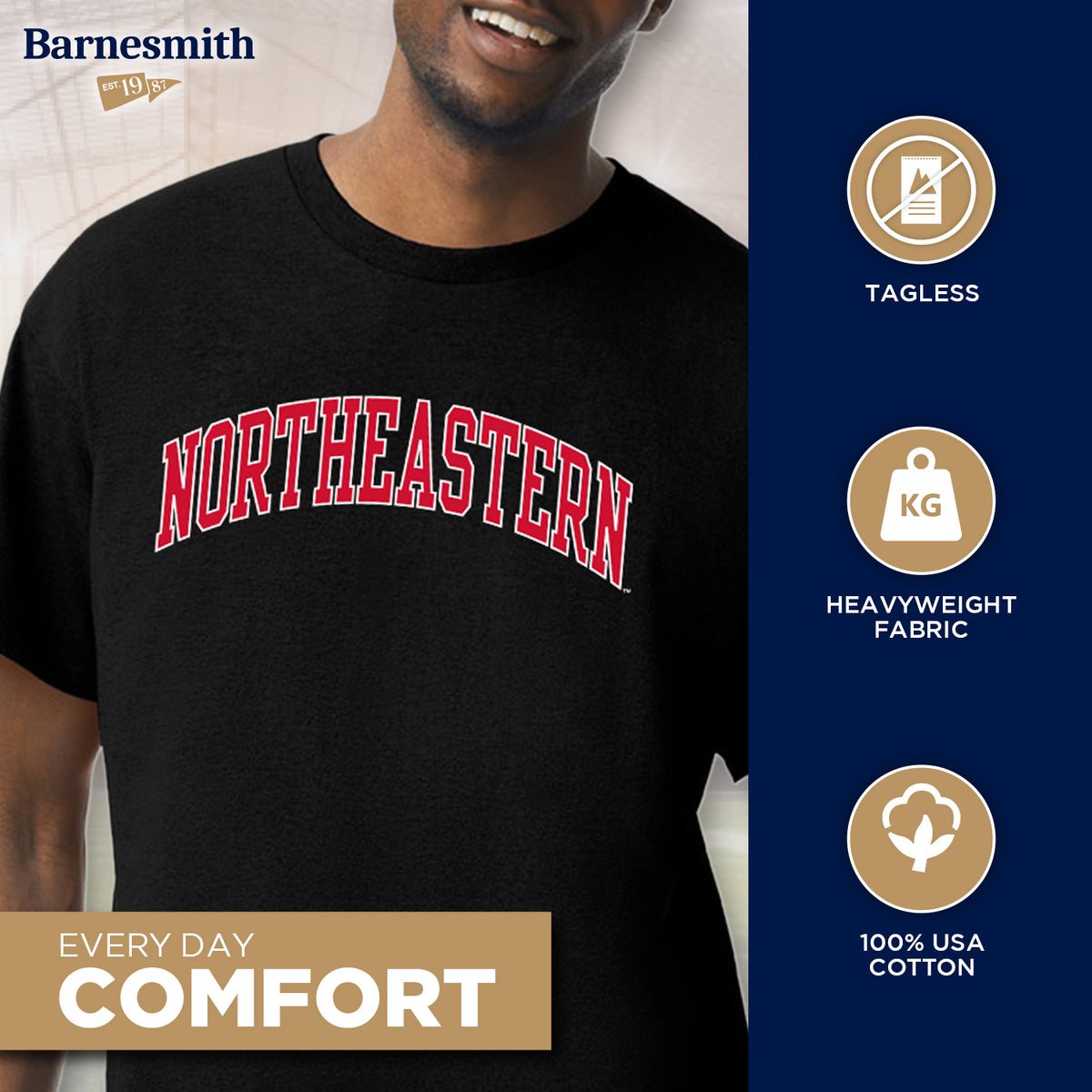 Northeastern University Classic T-Shirt (Black) – Barnesmith
