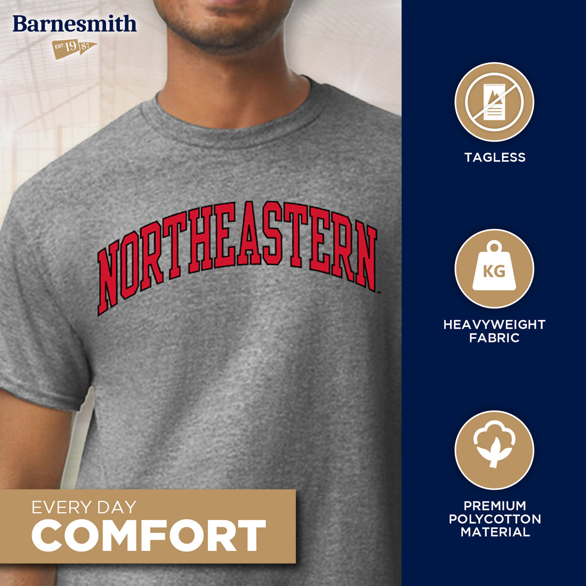 Northeastern University Classic T-Shirt (Charcoal Grey) – Barnesmith