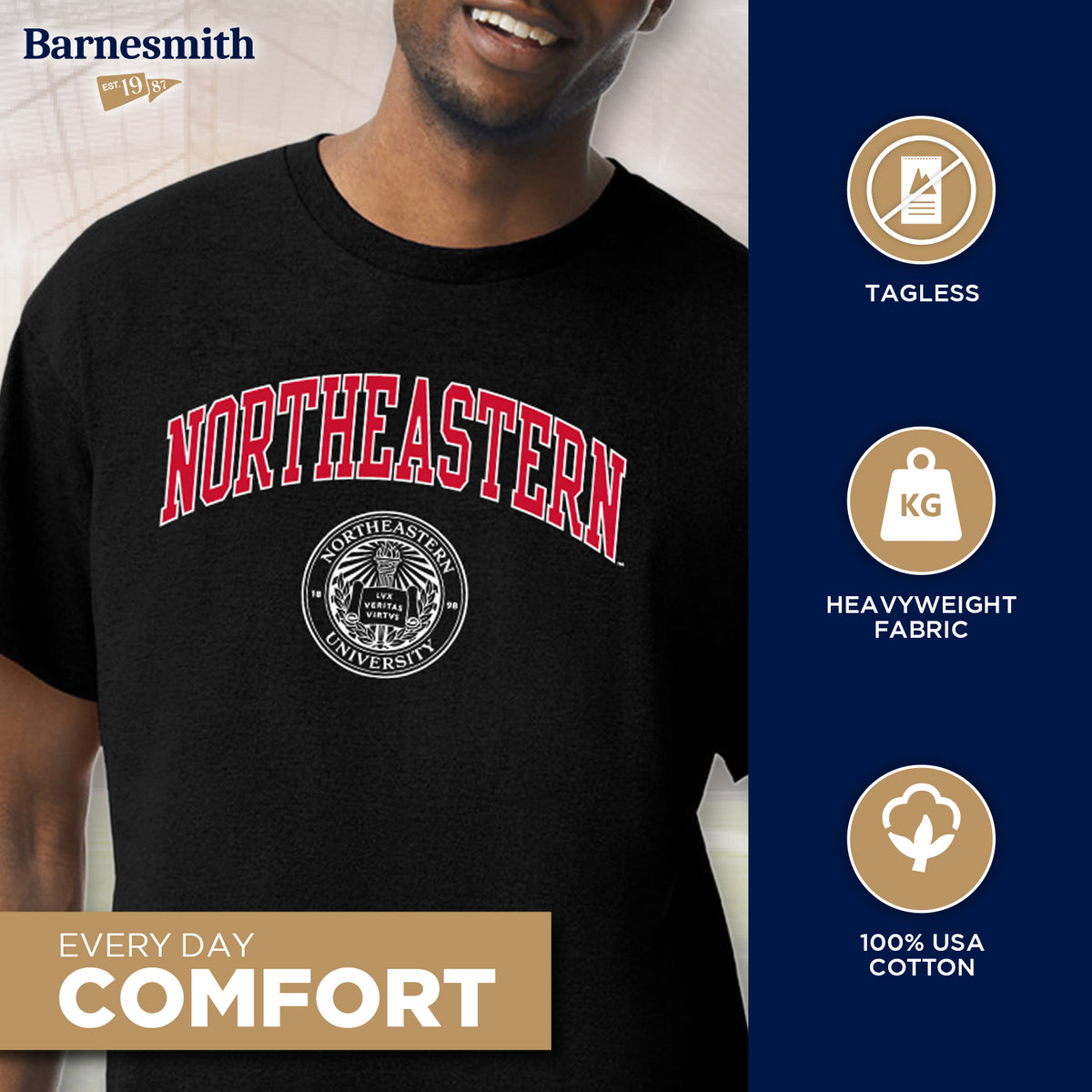 Northeastern University Heritage T-Shirt (Black) – Barnesmith