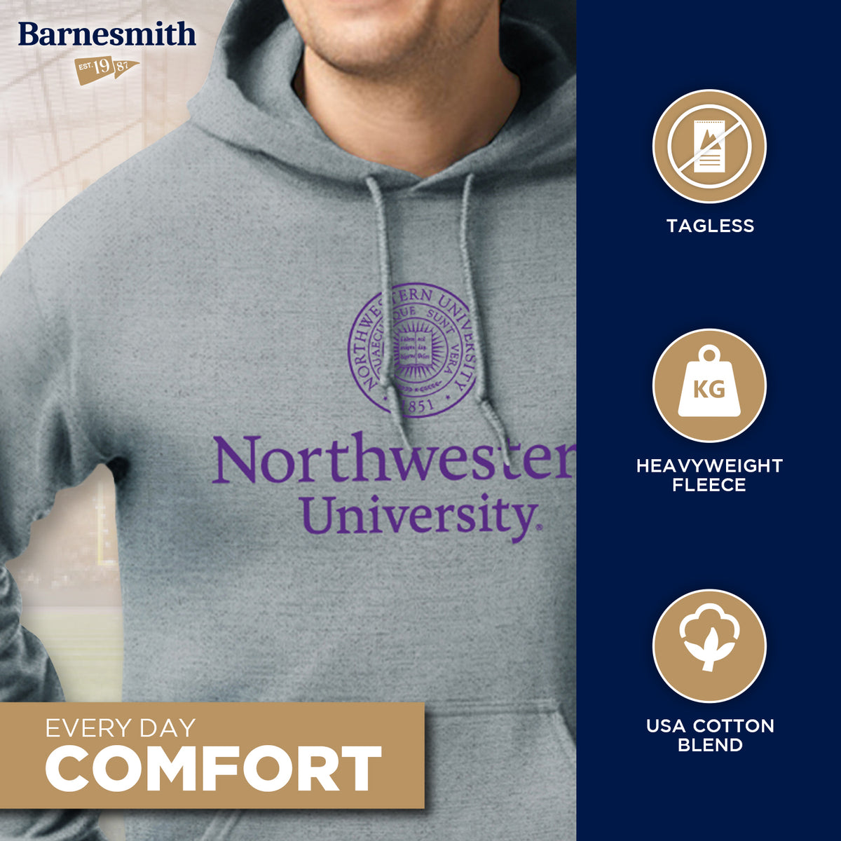 Northwestern University Heritage Hooded Sweatshirt (Charcoal) – Barnesmith