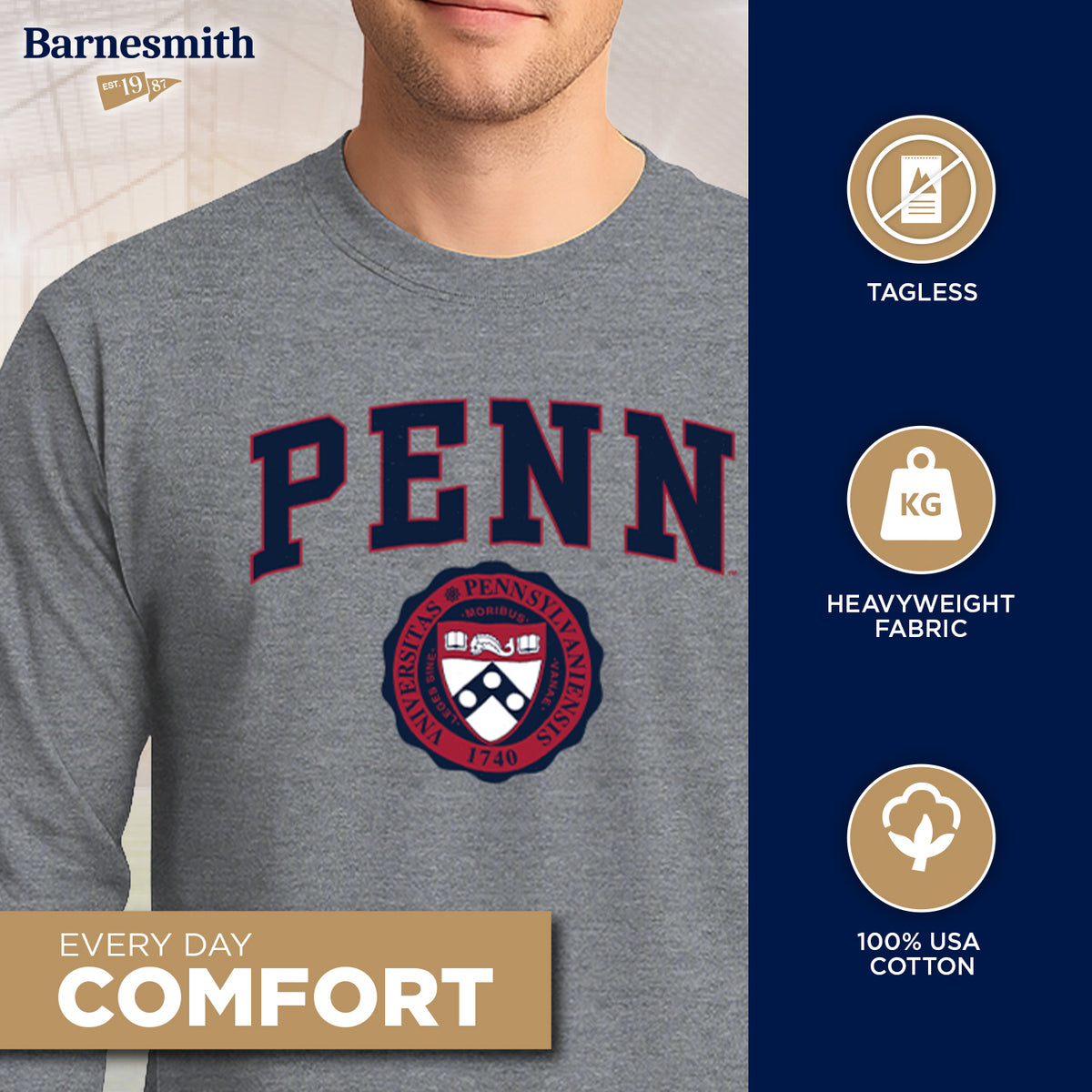 University of Pennsylvania Quakers Penn Heritage Long Sleeve T-Shirt ...