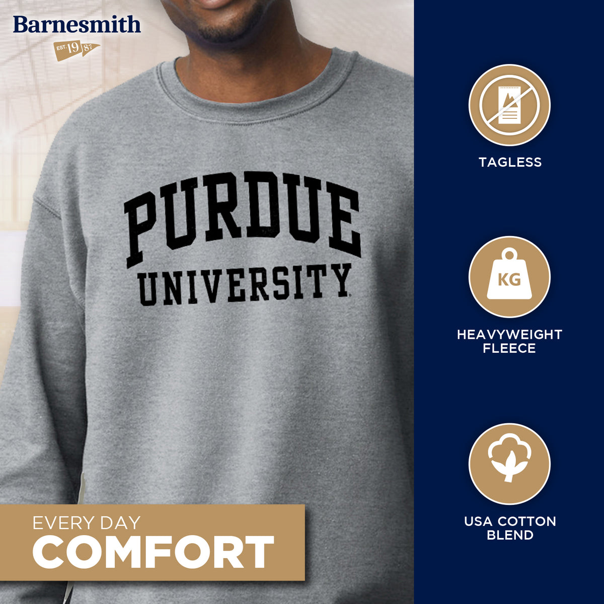 Purdue University Classic Sweatshirt (Charcoal) – Barnesmith
