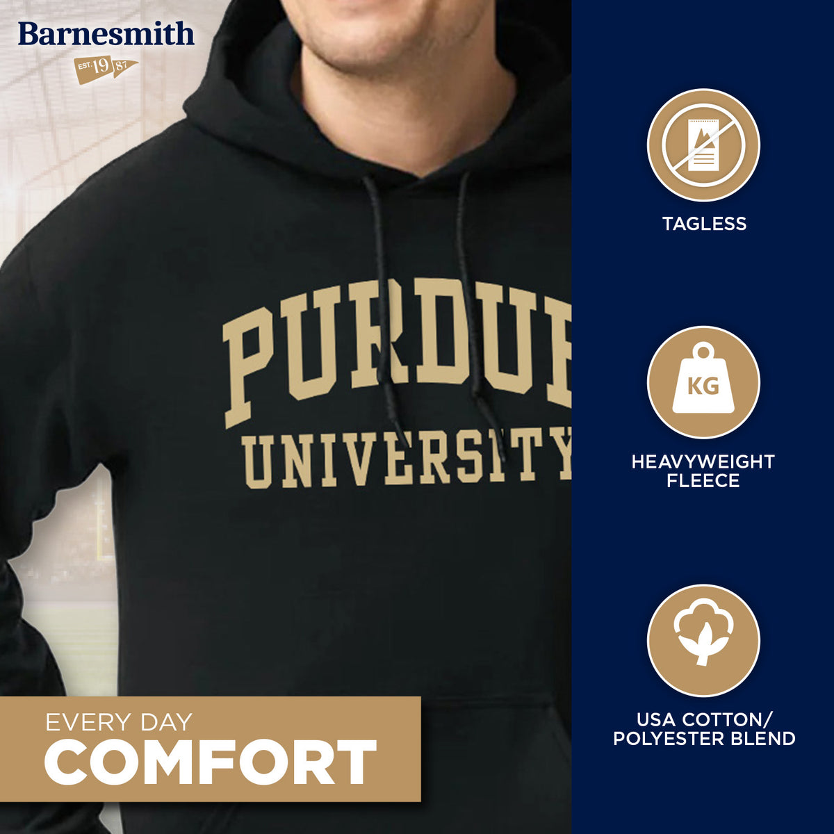 Purdue University Classic Hood (Black) – Barnesmith