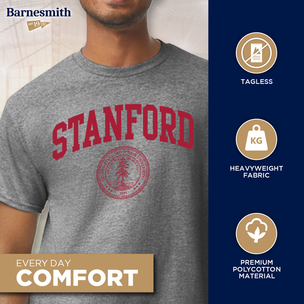 Stanford University Heritage T-Shirt (Charcoal Grey) – Barnesmith