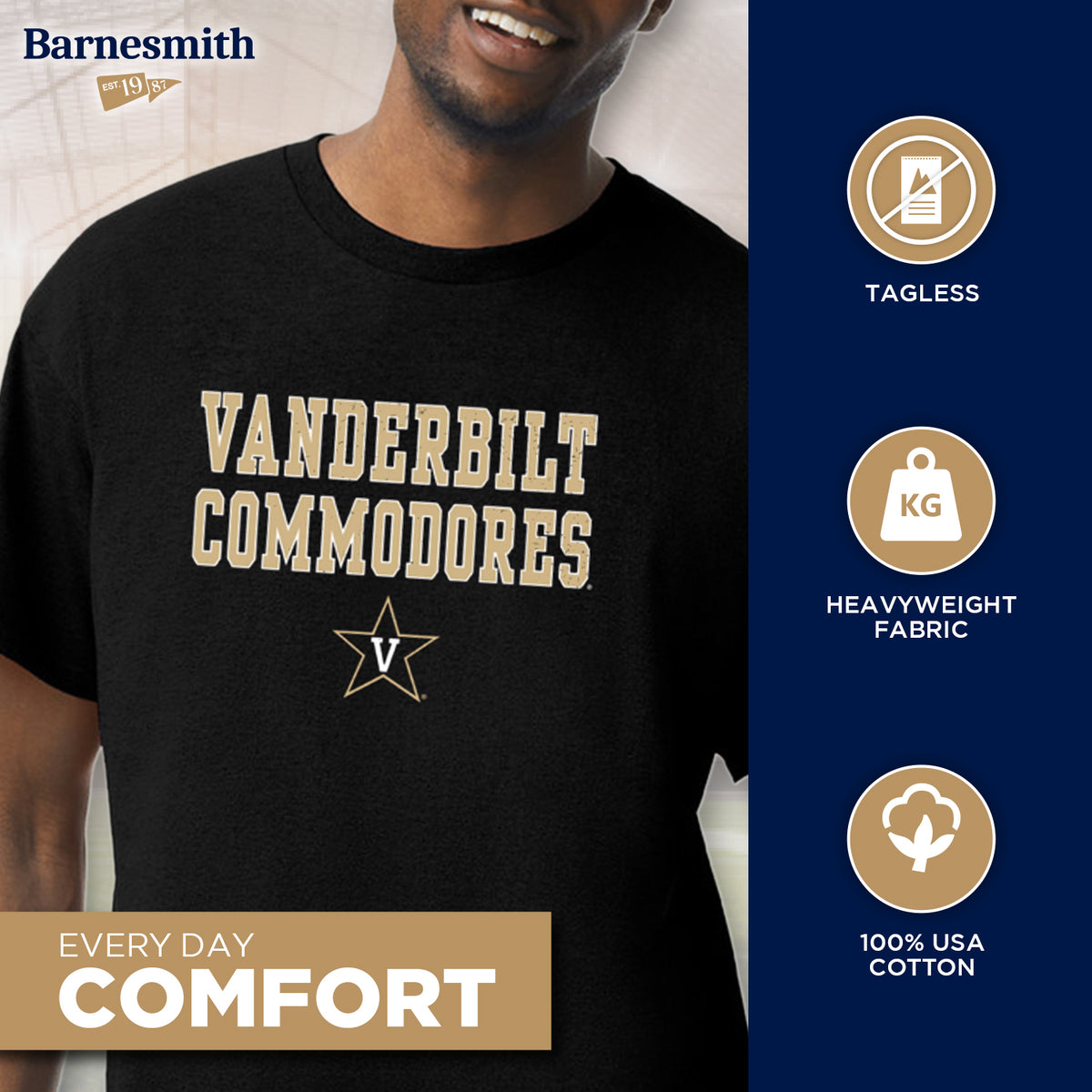 Vanderbilt University Spirit T-Shirt (Black) – Barnesmith