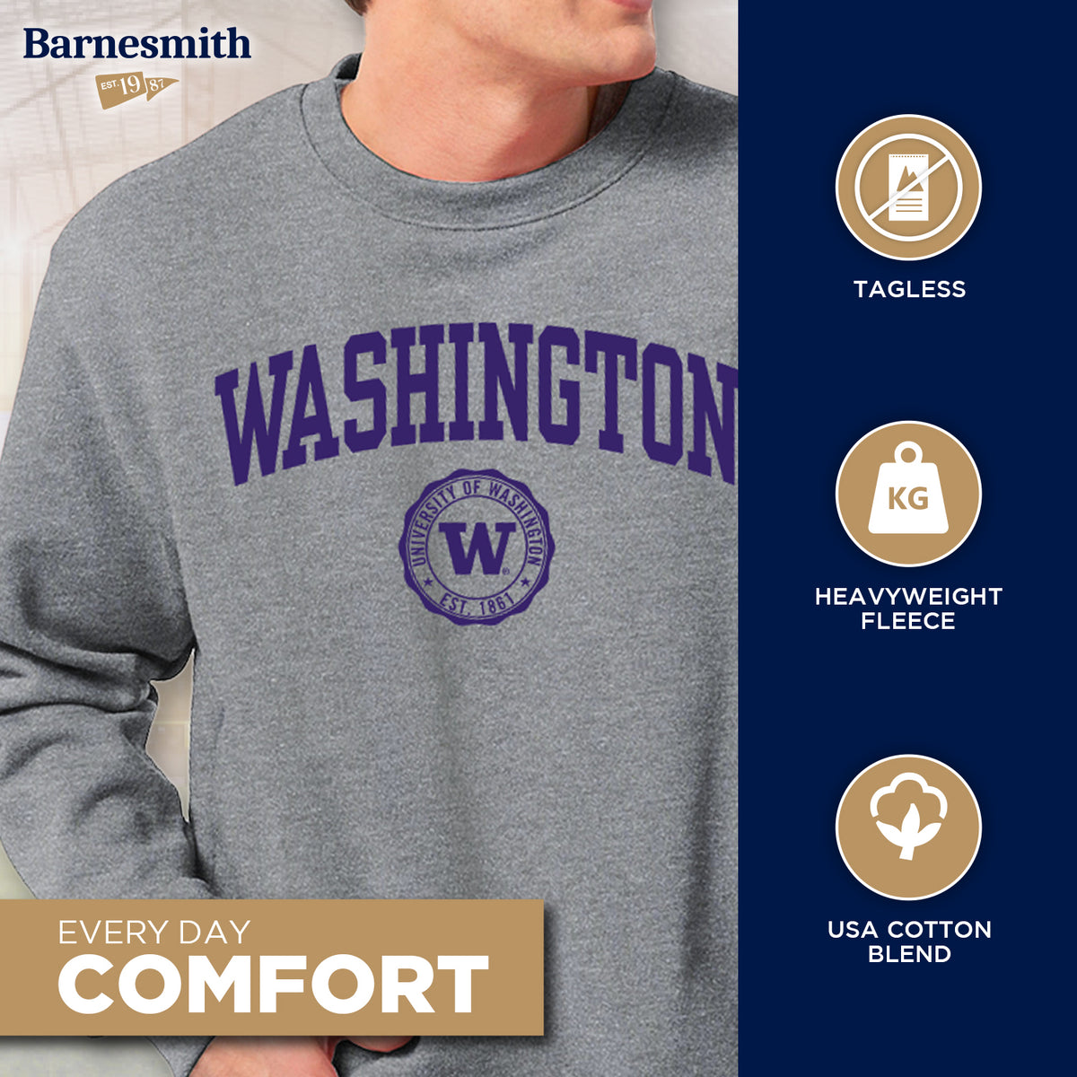 University of Washington Heritage Sweatshirt (Charcoal Grey) – Barnesmith