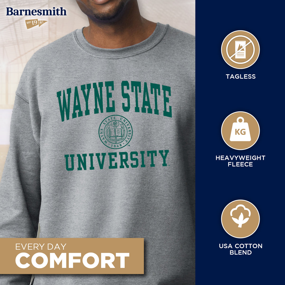 Wayne State University Heritage Sweatshirt (Charcoal Grey) – Barnesmith