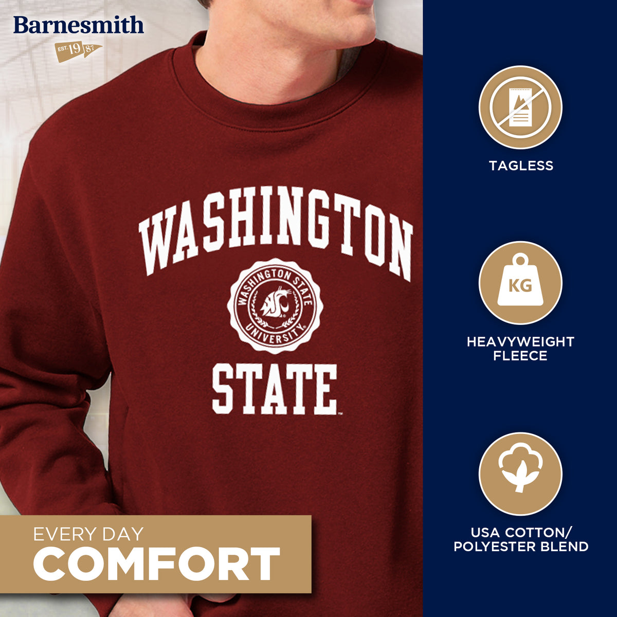 Washington State University Heritage Crewneck Sweatshirt (Crimson ...