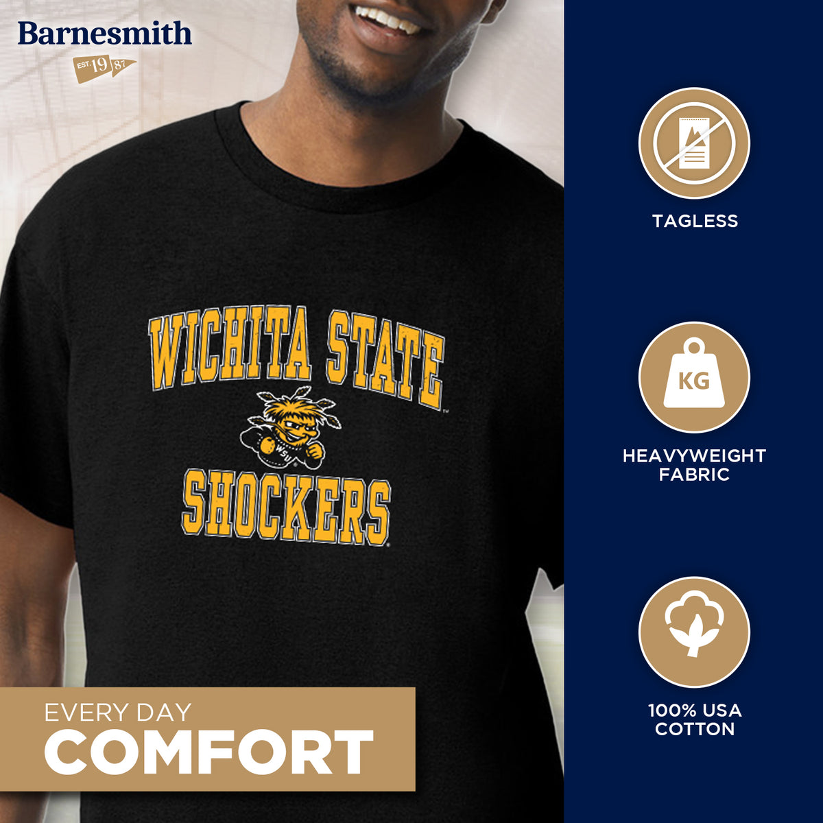 Wichita State University Spirit T-Shirt (Black) – Barnesmith